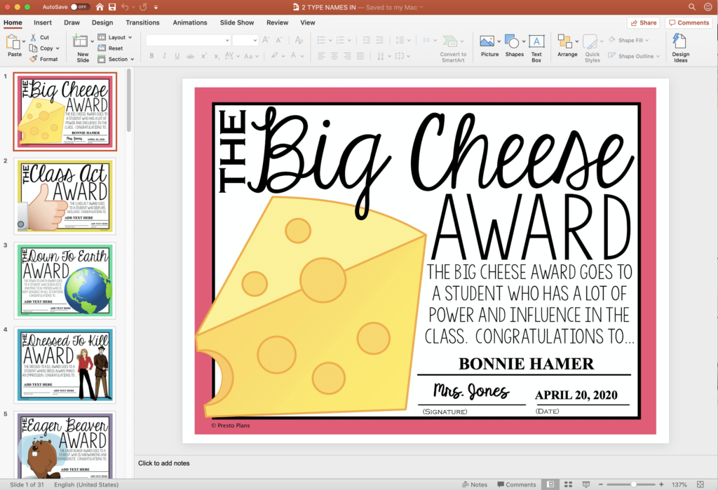HOW TO SHARE STUDENT AWARDS DIGITALLY - Presto Plans