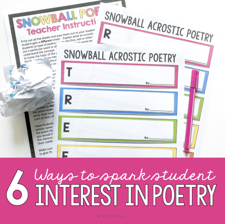 6 Ways to Spark Student Interest in Poetry - Presto Plans