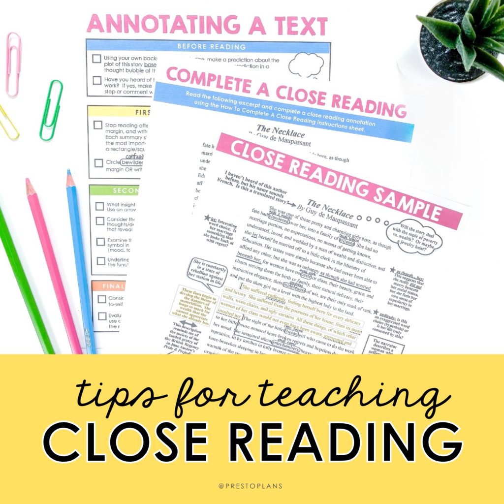 How to Teach Close Reading to Middle and High School Students - Presto ...