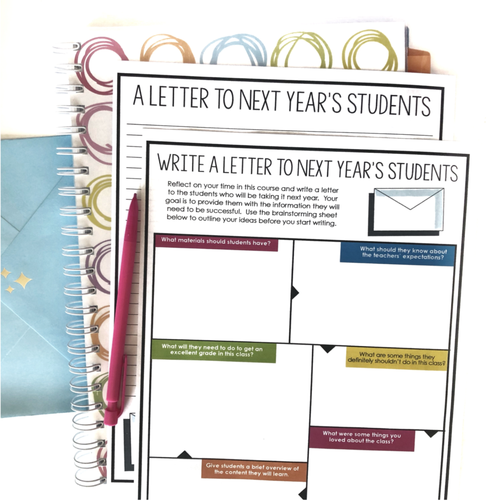 End of the Year Activity: Write a Letter to Next Year's Students ...