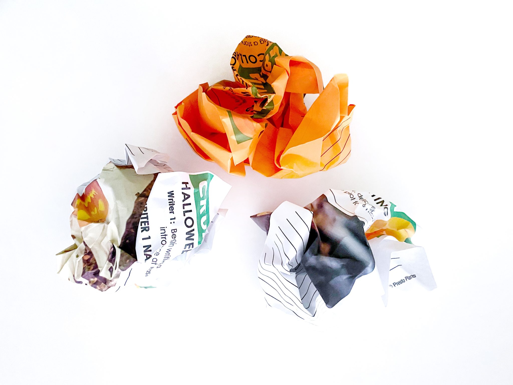 Halloween Writing Activity: Crumpled Pumpkin - Presto Plans