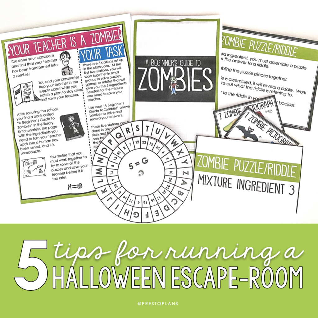 5 Tips for Running a Halloween Escape Room For Middle High ELA: Zombie ...