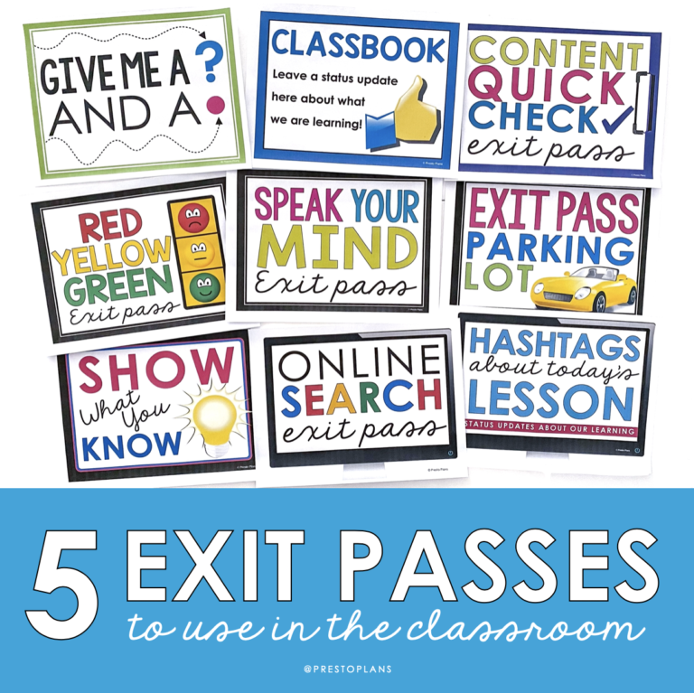 5 Types Of Exit Passes To Use In The Classroom Presto Plans