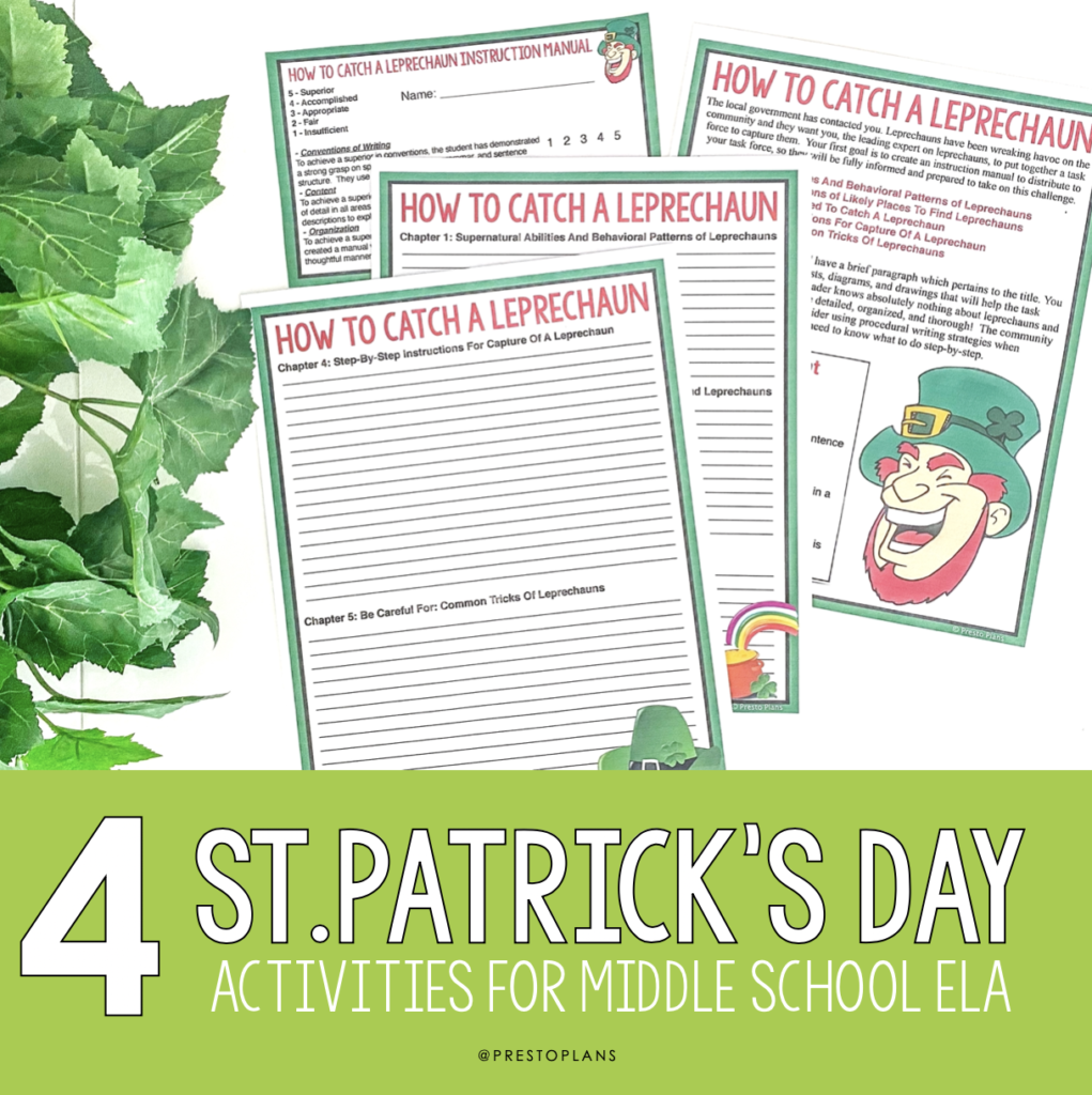 4 St. Patrick's Day Activities For Middle School ELA - Presto Plans