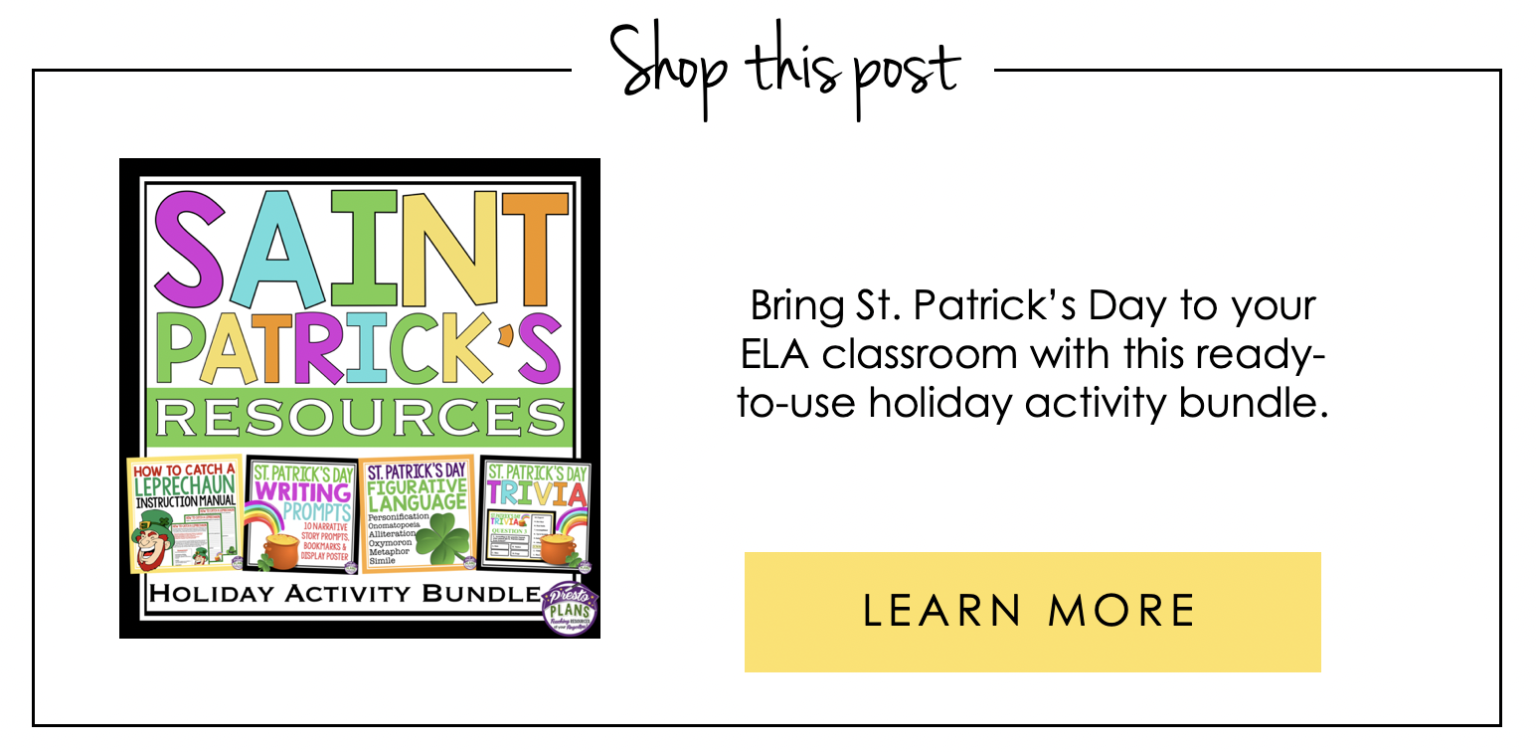 4 St. Patrick's Day Activities For Middle School ELA - Presto Plans