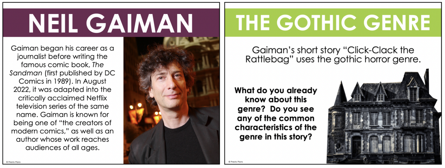 Teaching Click-Clack the Rattlebag by Neil Gaiman - Presto Plans