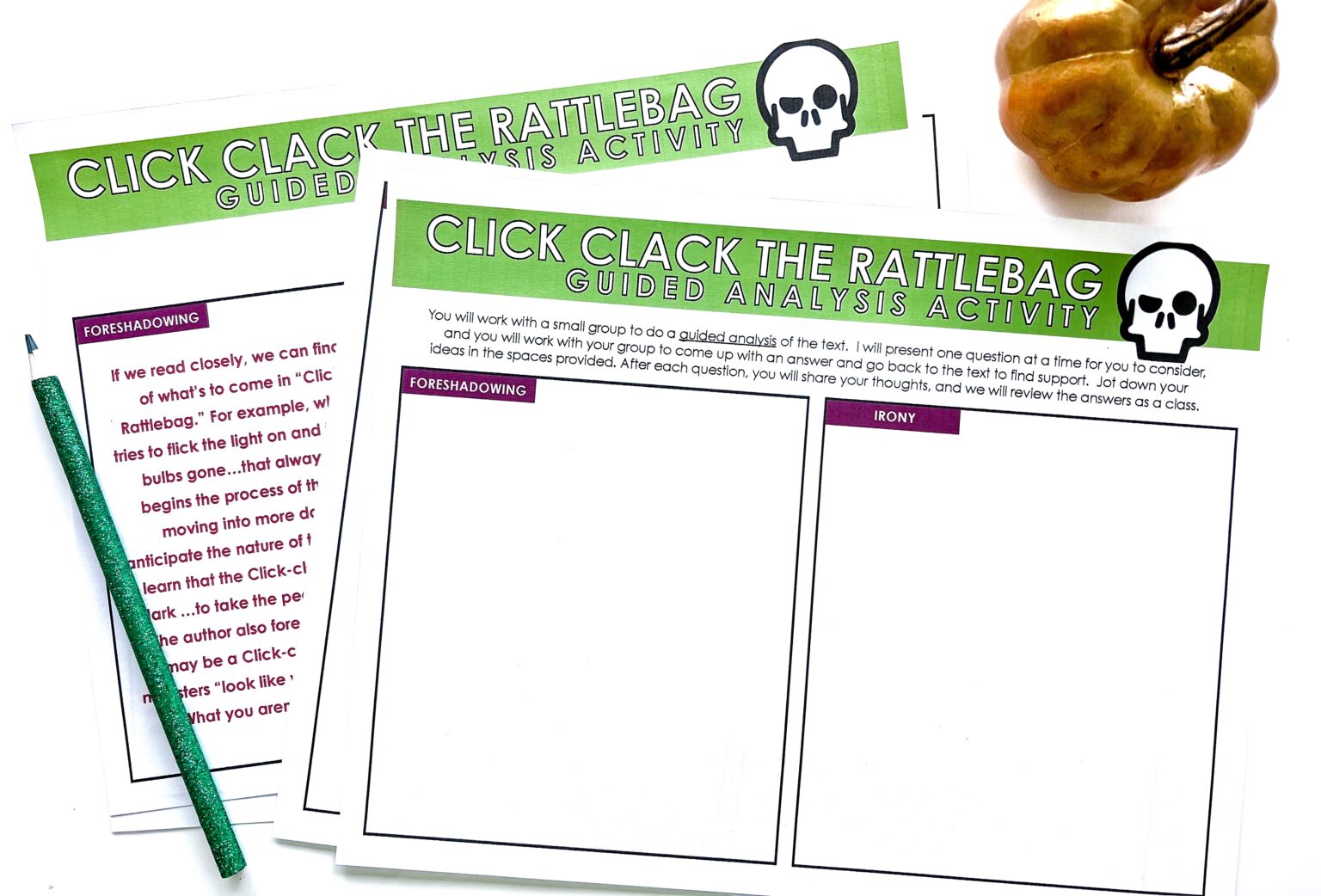 Teaching Click-Clack the Rattlebag by Neil Gaiman - Presto Plans